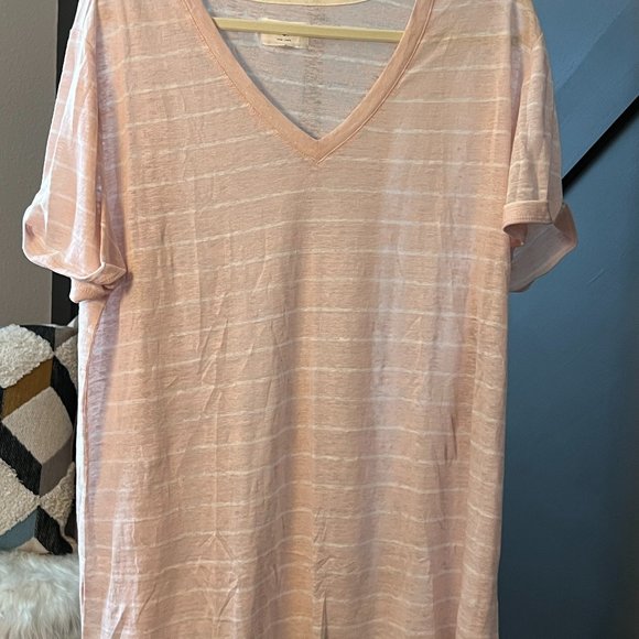 Lou & Gray | Tops | Lou Grey Xl Linen Striped Short Sleeve V Neck Shirt ...